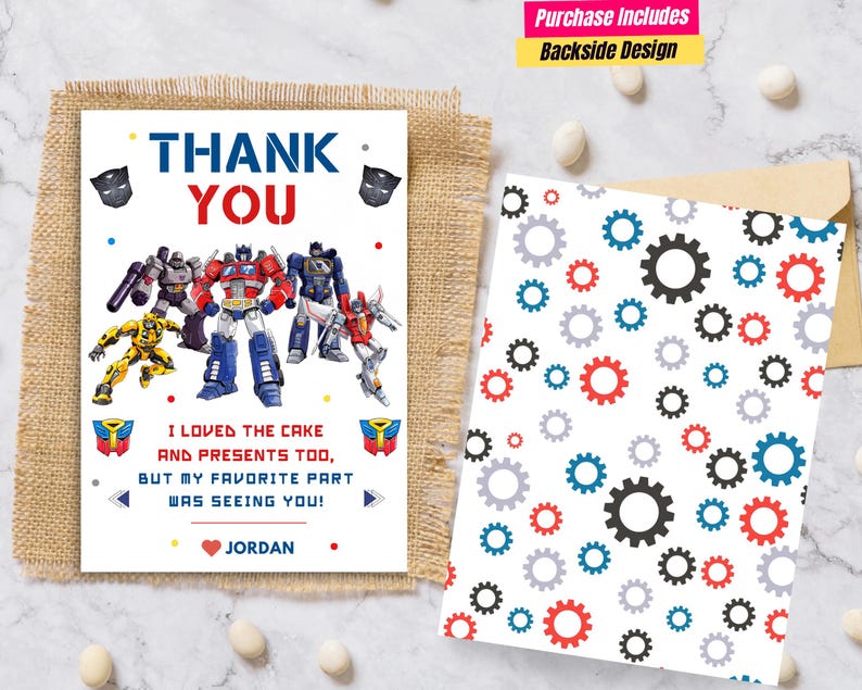 Transformers Optimus Prime Thank You Cards Printable Transformers ...