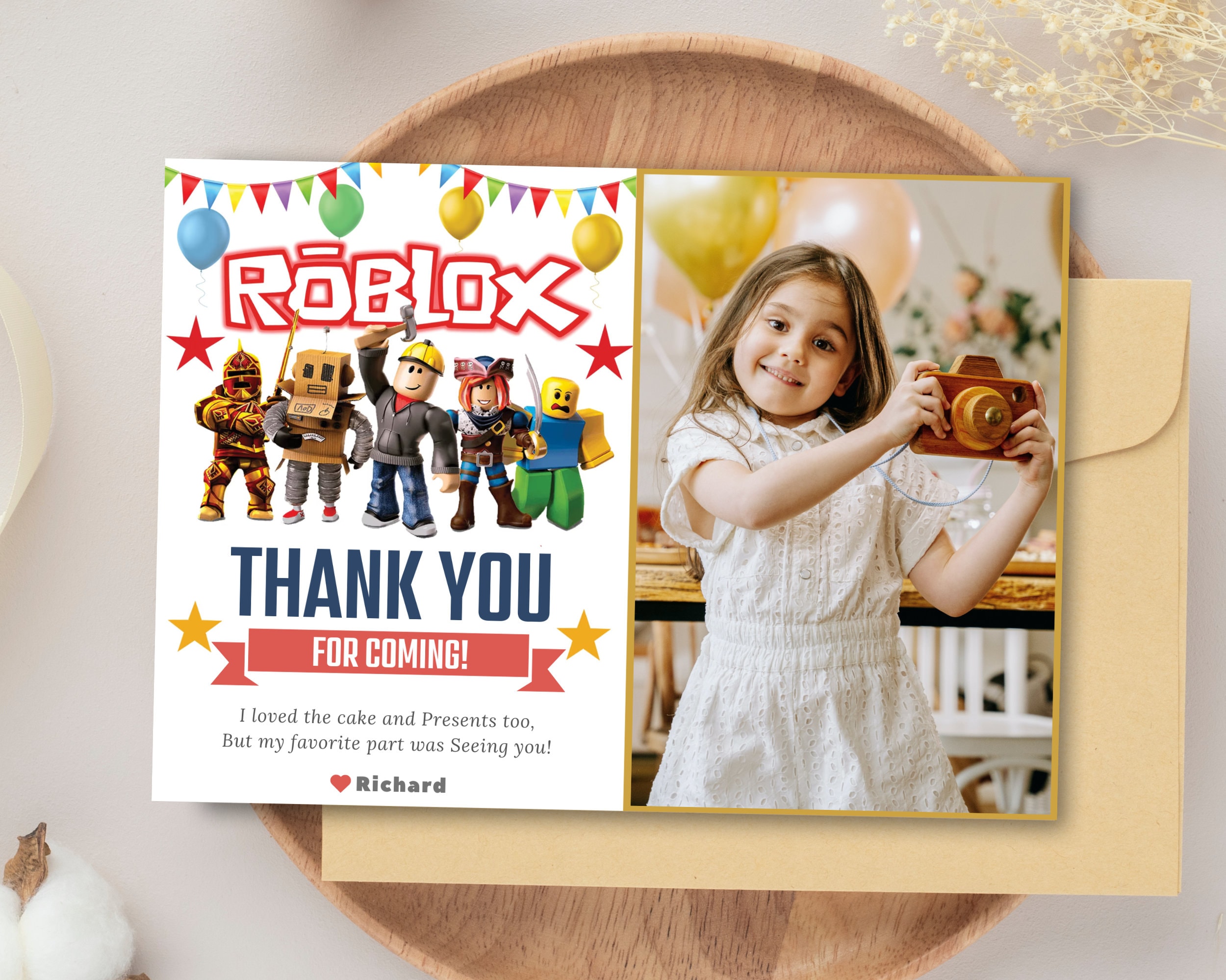Editable Roblox Thank You Party Cards Roblox Thank You Party Stickers ...