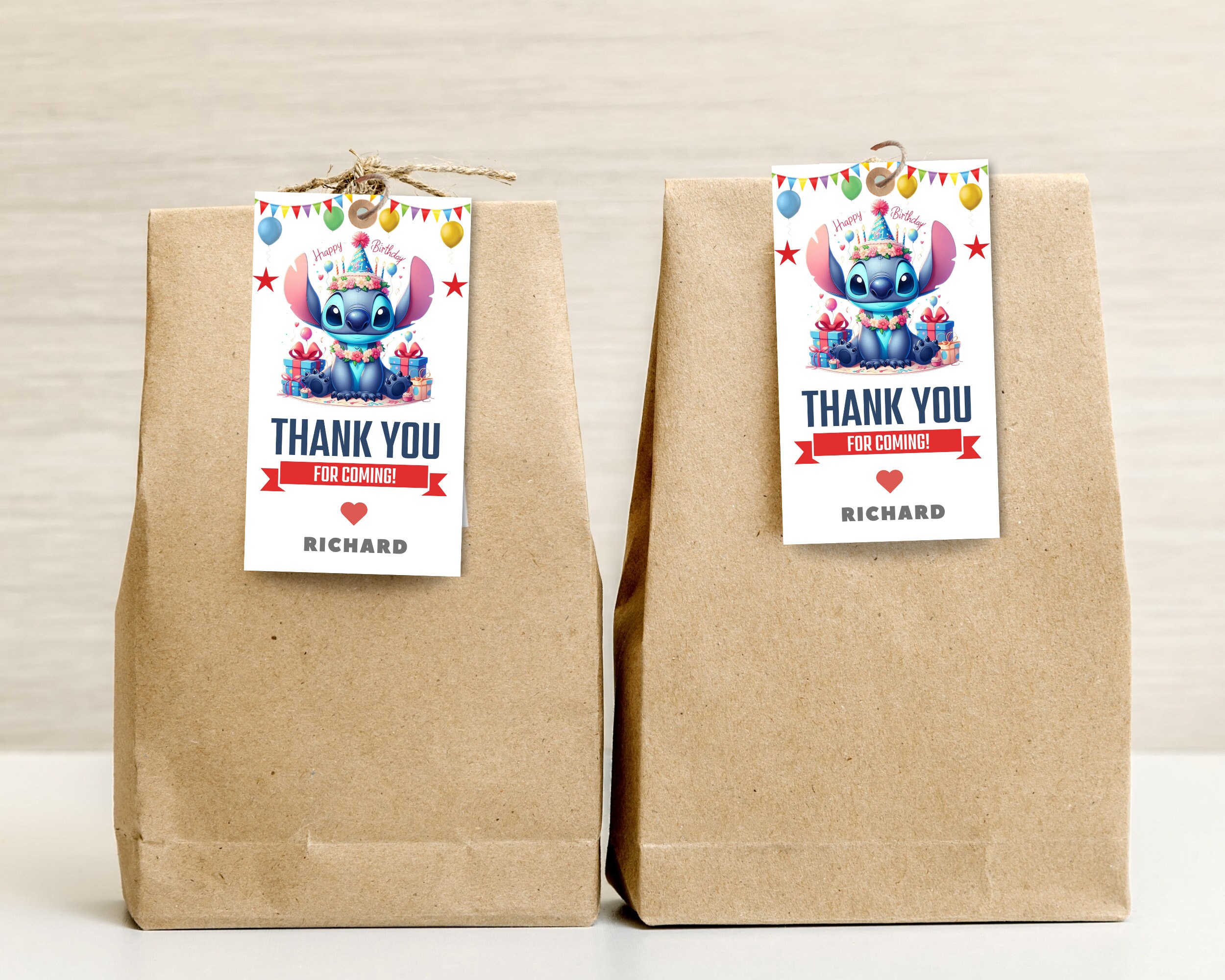 Stitch Thank You Tags Adorable Stitch Party Favor Labels for Gift Bag ...
