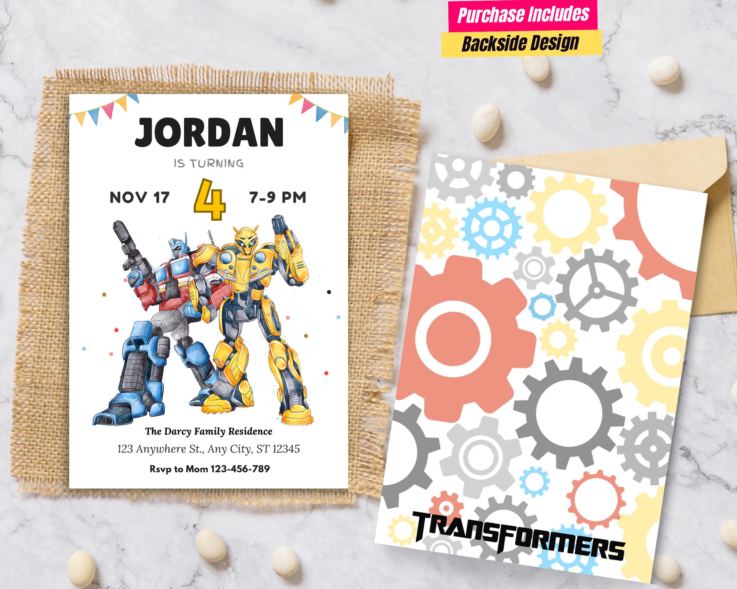 Transformer Invitation Optimus Prime Design Bumblebee Autobot Theme ...