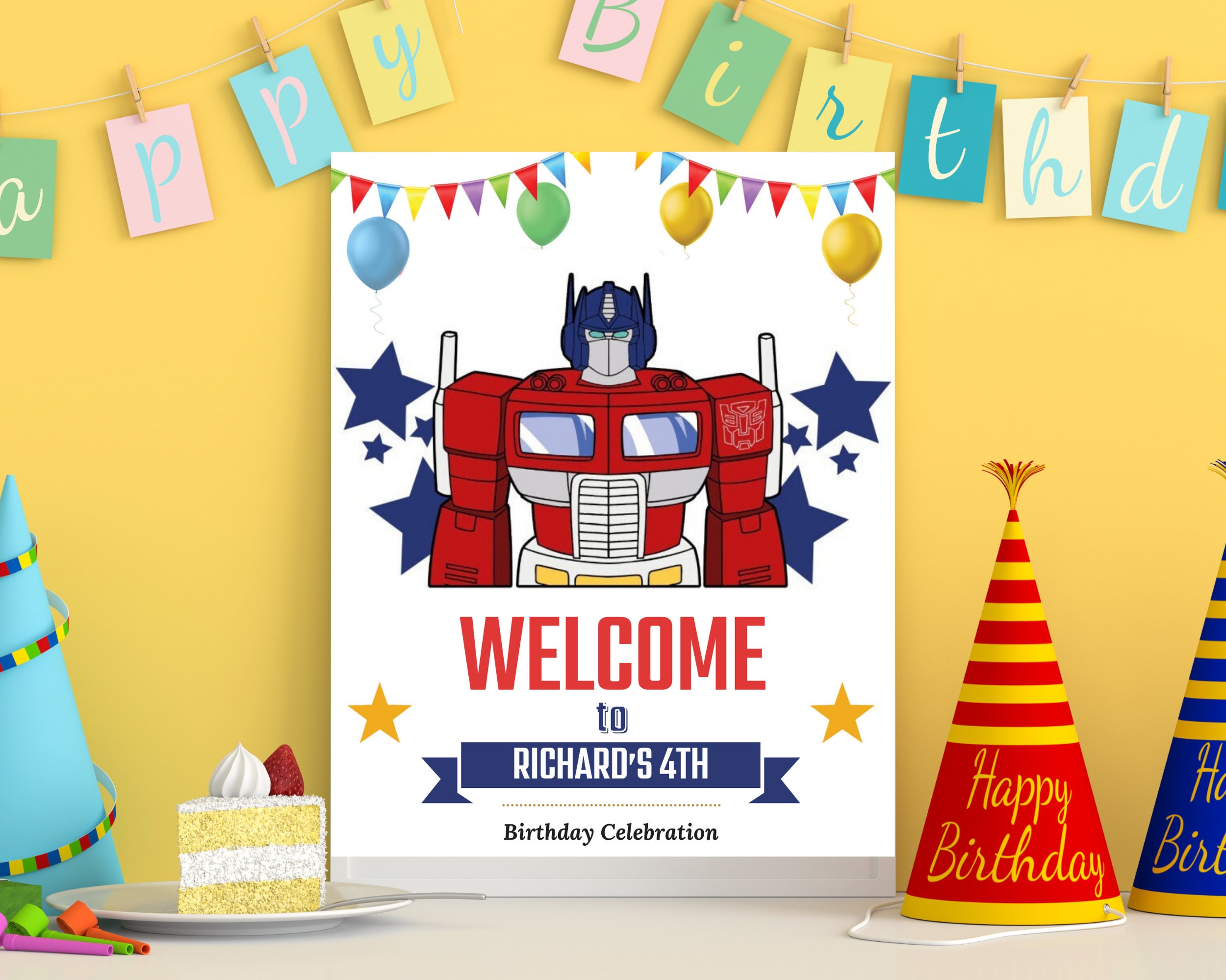 Transformers Birthday Party Welcome Sign Autobot Entrance Plaque ...