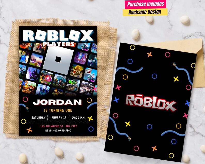Roblox Party Invite Roblox Birthday Photo Invitation Roblox Invitation ...