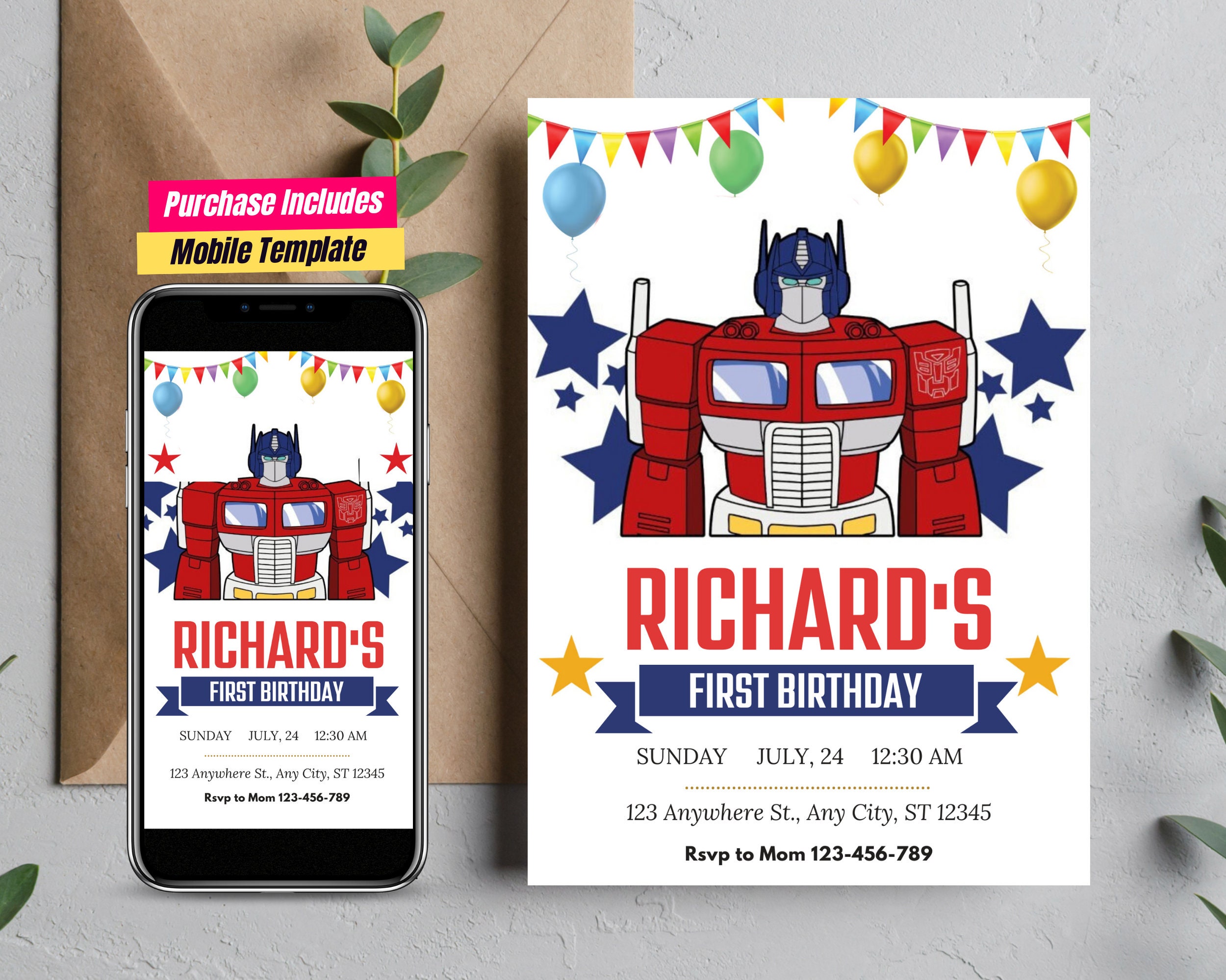 Optimus Prime Transformers Photo Birthday Card Printed Transformer ...
