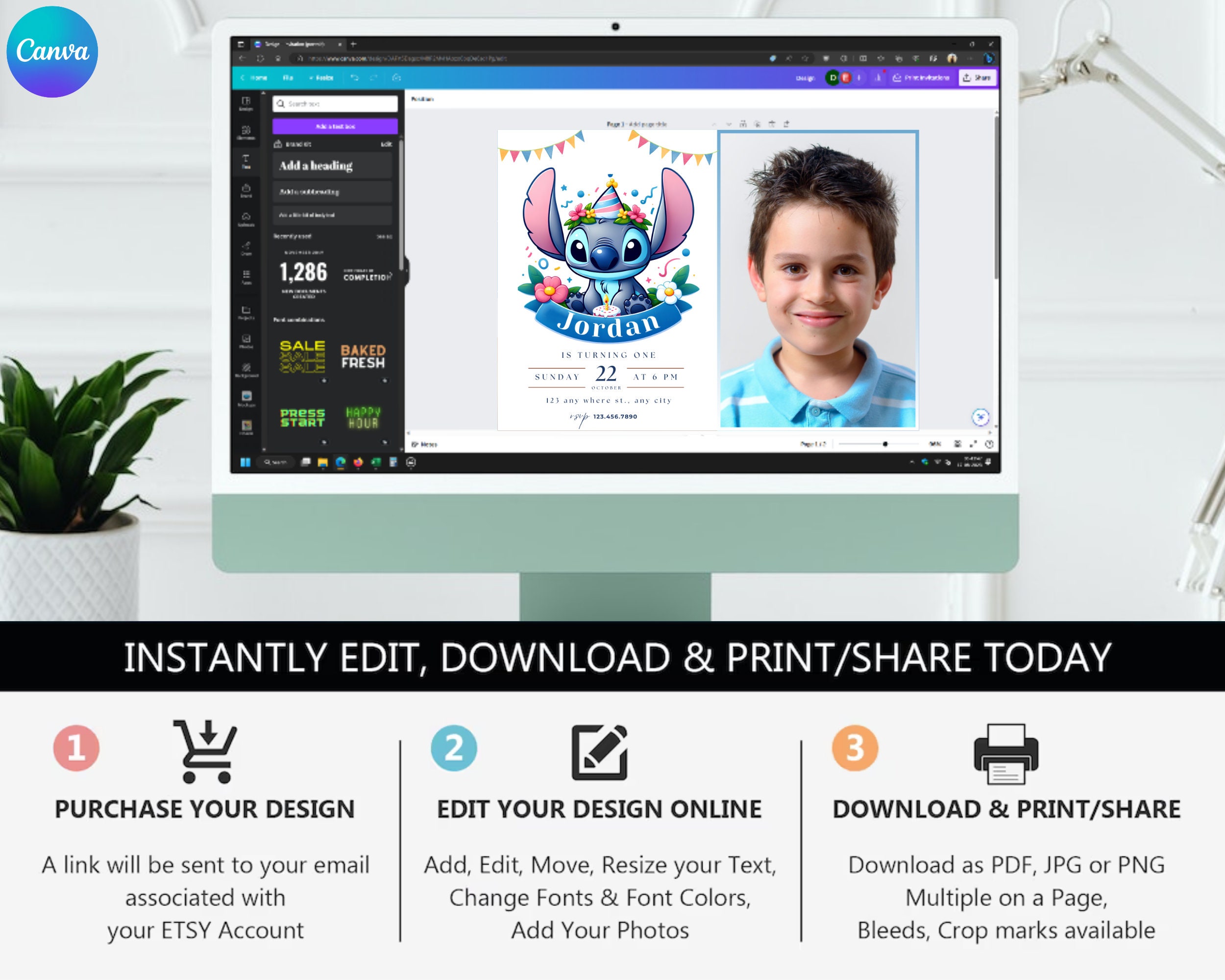 Lilo & Stitch Inspired Photo Display Stitch Birthday Picture Custom ...