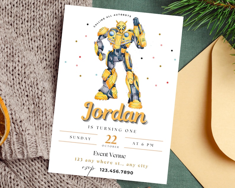Transformers Invitation Transformer Bumblebee Birthday Invite Autobot ...
