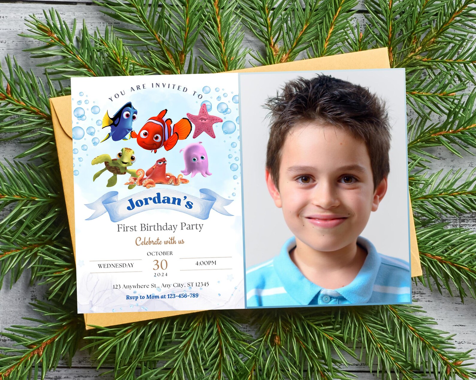 Printable Nemo Birthday Invitation, Dory Invite, Under the Sea Party ...