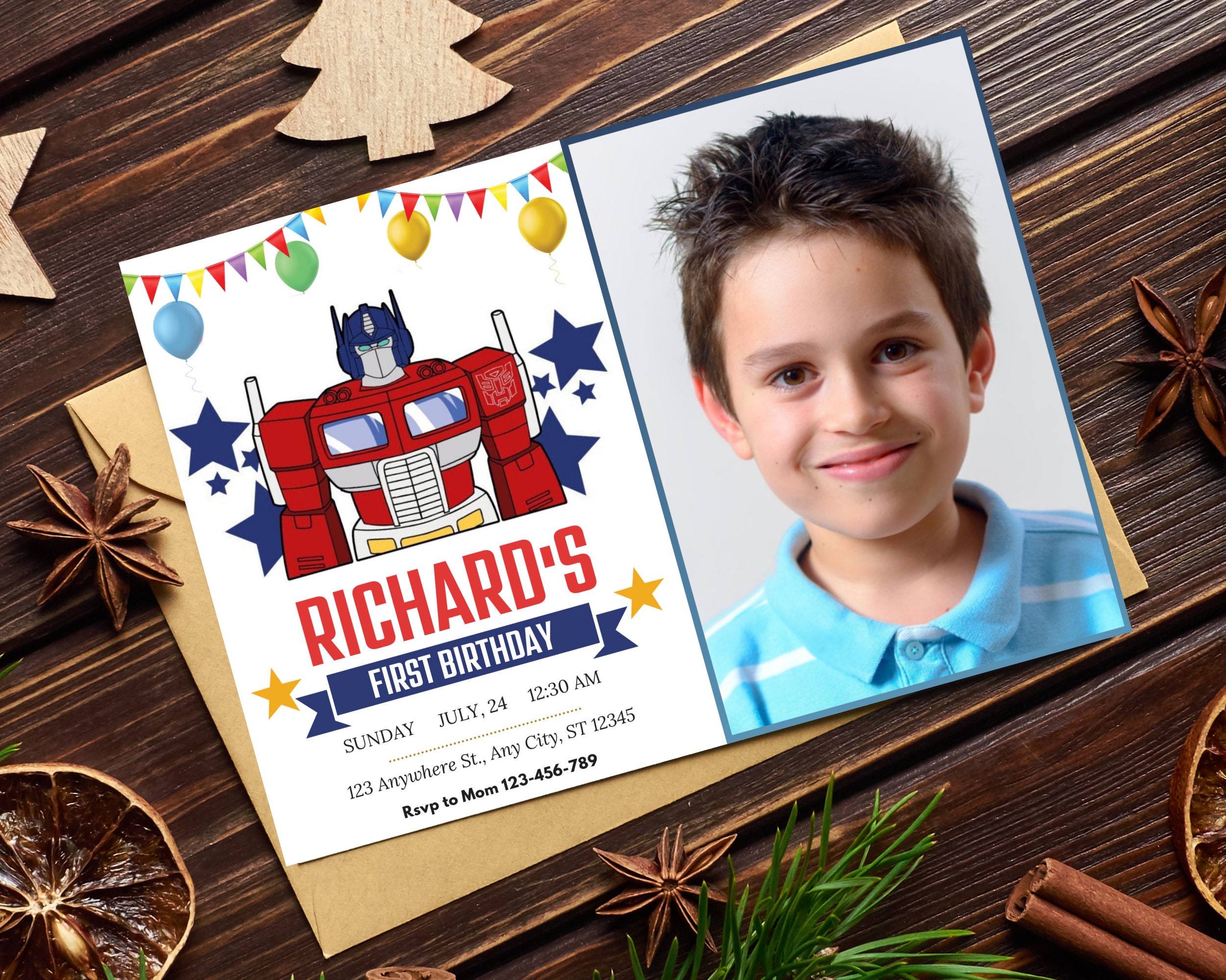 Optimus Prime Transformers Photo Birthday Card Printed Transformer ...