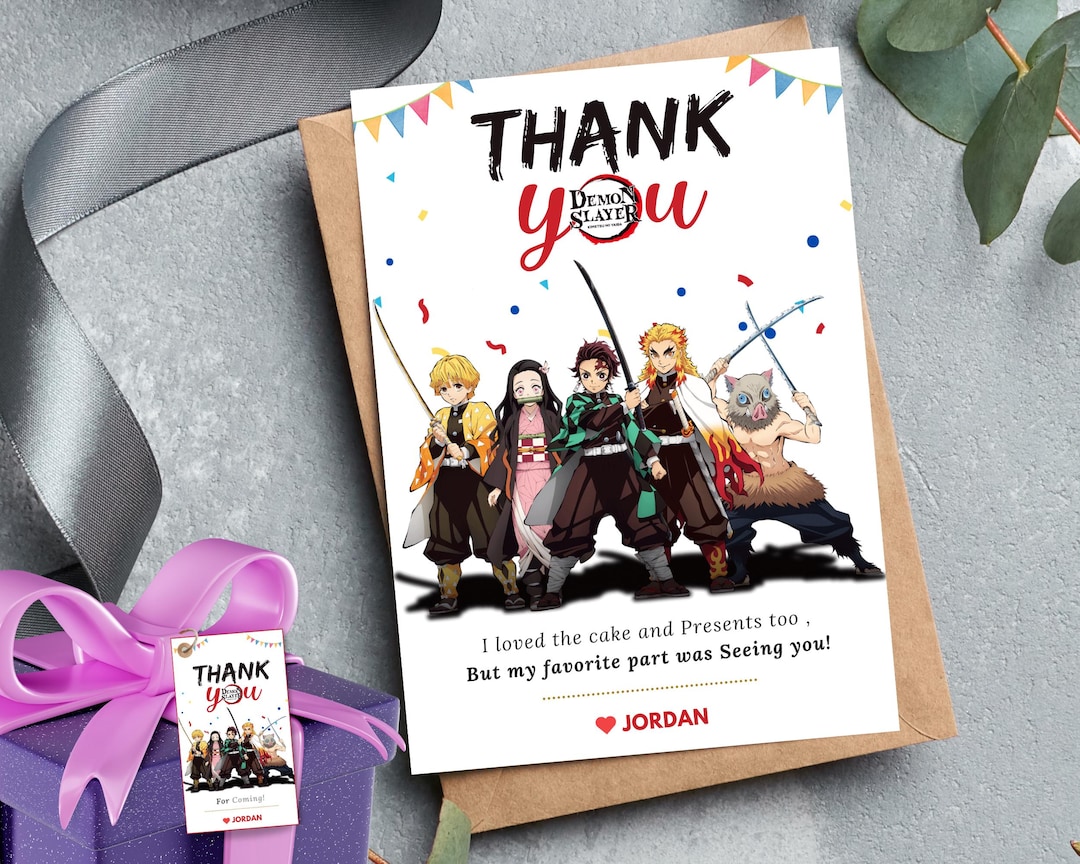 Anime Demon Slayer Thank You Cards Anime Inspired Appreciation Notes ...