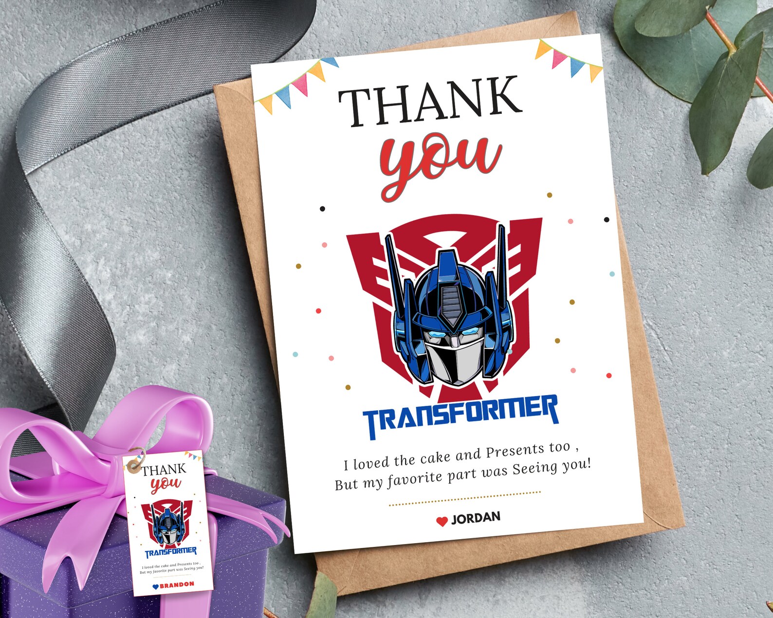 Transformers Birthday Tag Printable Transformers Thank You Tag Template ...