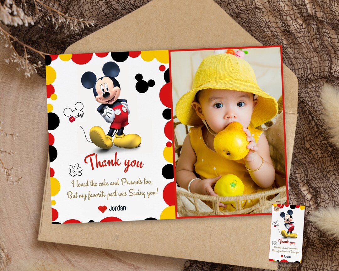 Mickey Mouse Thank You Photo Card Mickey Mouse Appreciation Image ...