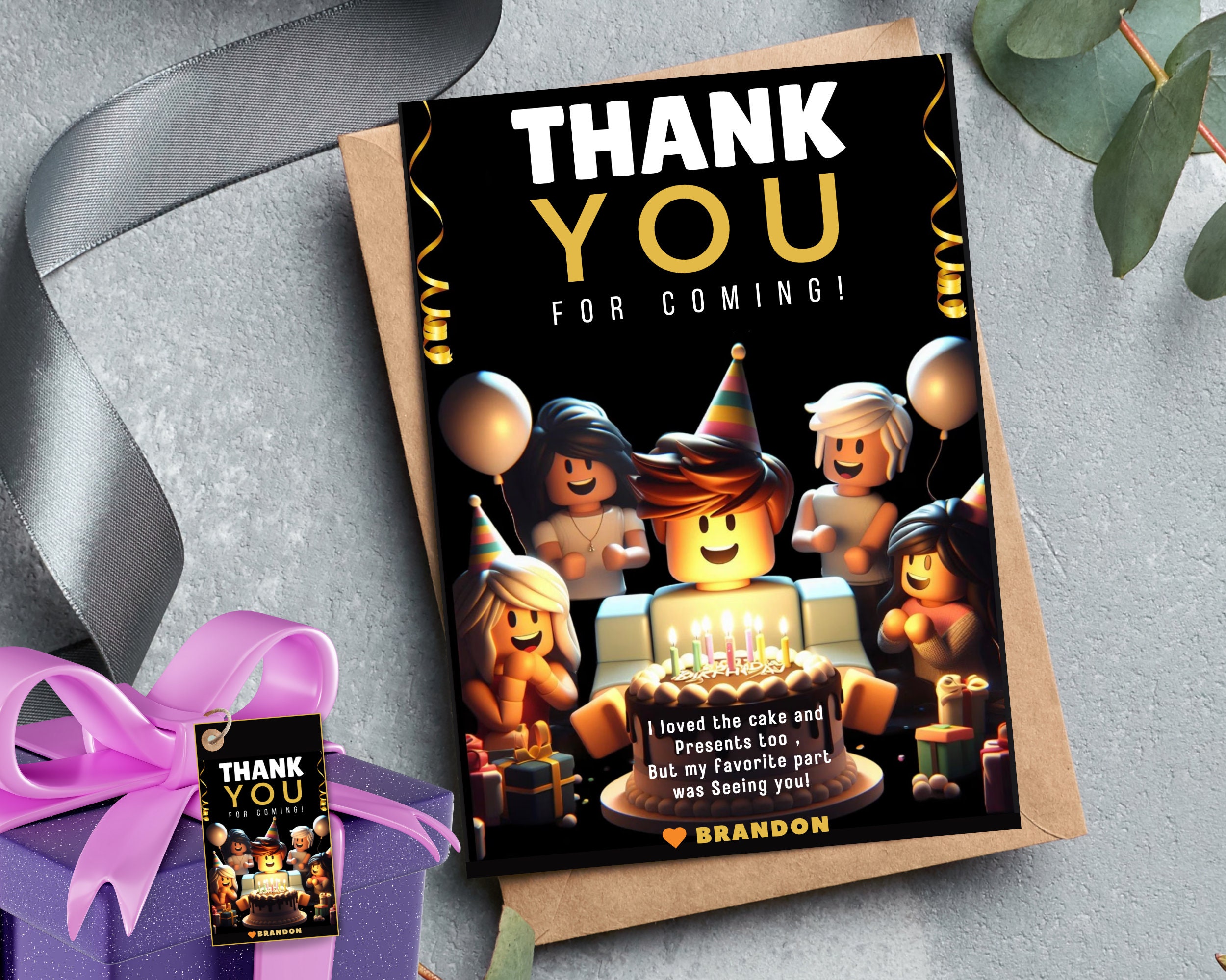 Roblox Themed Thank You Cards Roblox Gamer Appreciation Cards Roblox ...