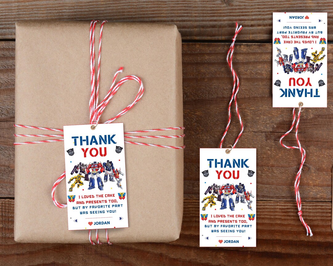 Printable Transformers Birthday Tag Transformers Thank You Tag Template ...