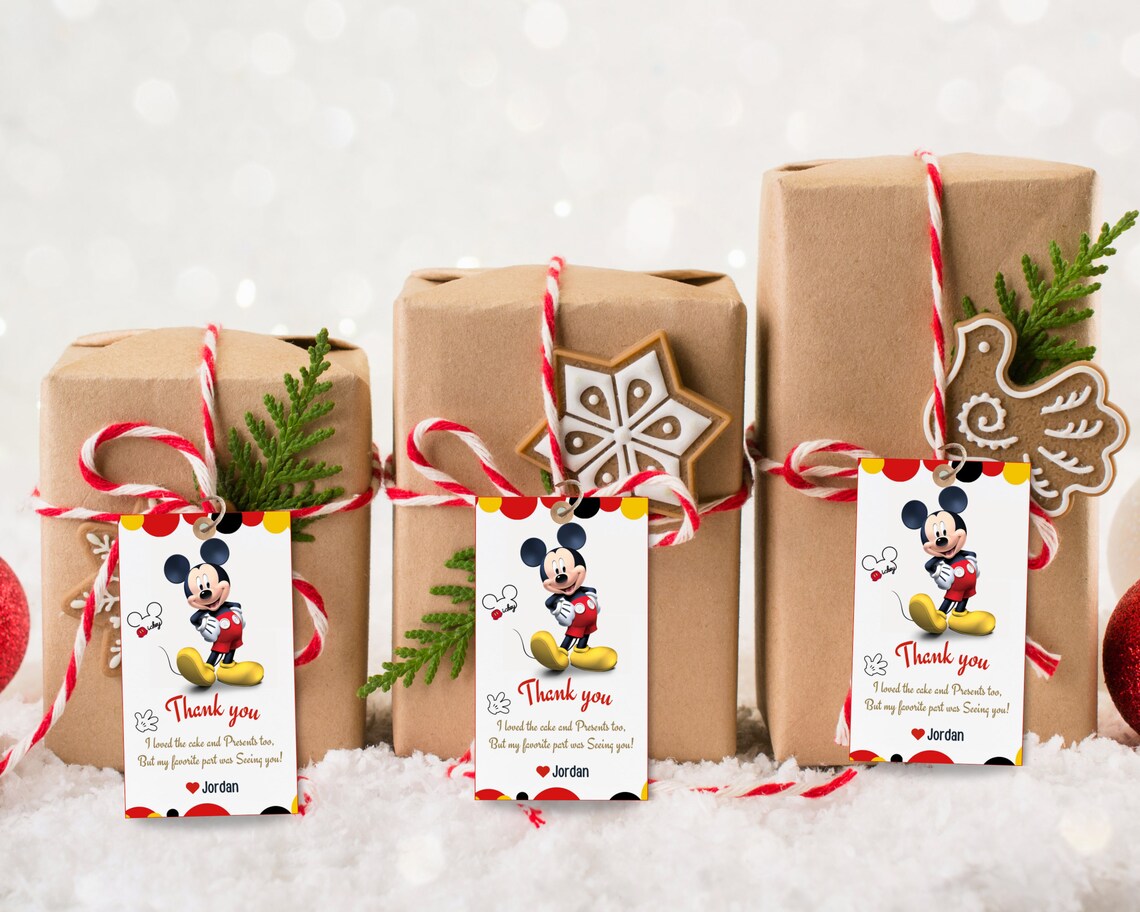 Mickey Mouse Birthday Tag Printable Mickey Thank You Tag Template ...