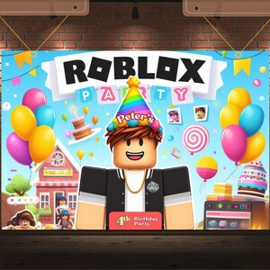 Roblox Party Banner Roblox Inspired Birthday Banner Roblox Themed Game ...
