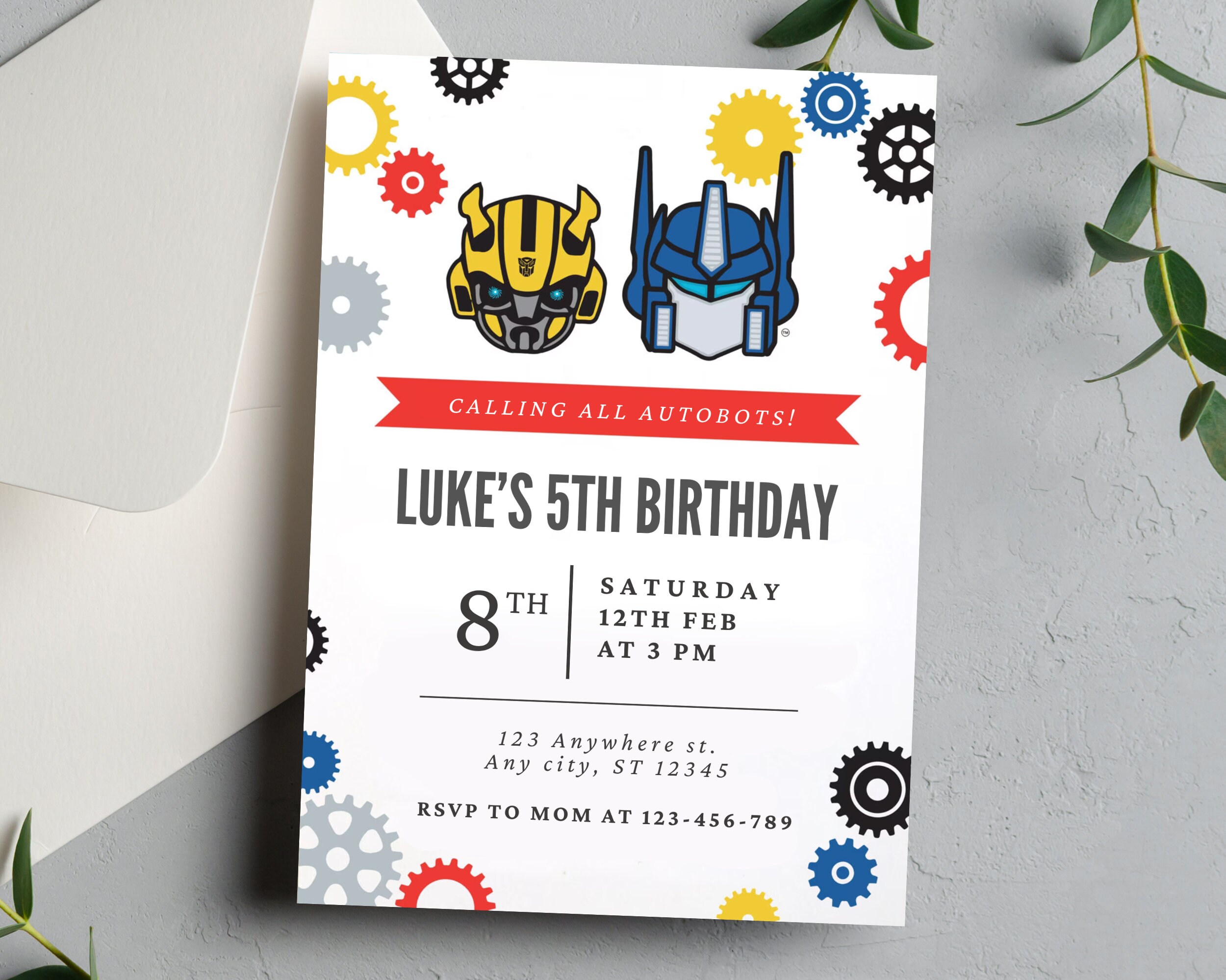 Transformer Invitation Optimus Prime Design Bumblebee Autobot Theme ...