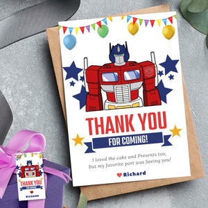 Transformers Optimus Prime Thank You Tag Transformers Gift Tags Autobot ...