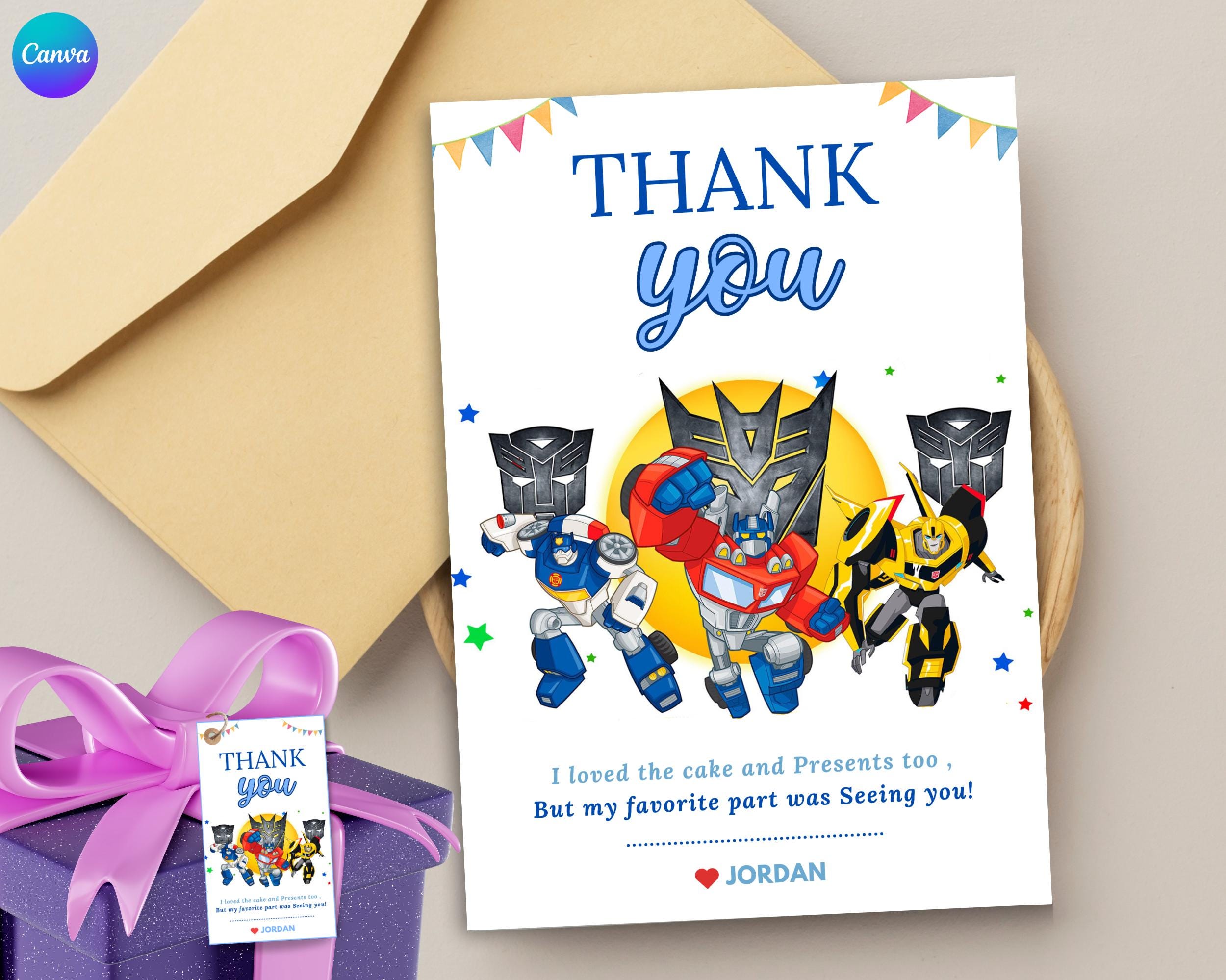 Transformers Optimus Prime Thank You Card Printable Transformers Thanks ...