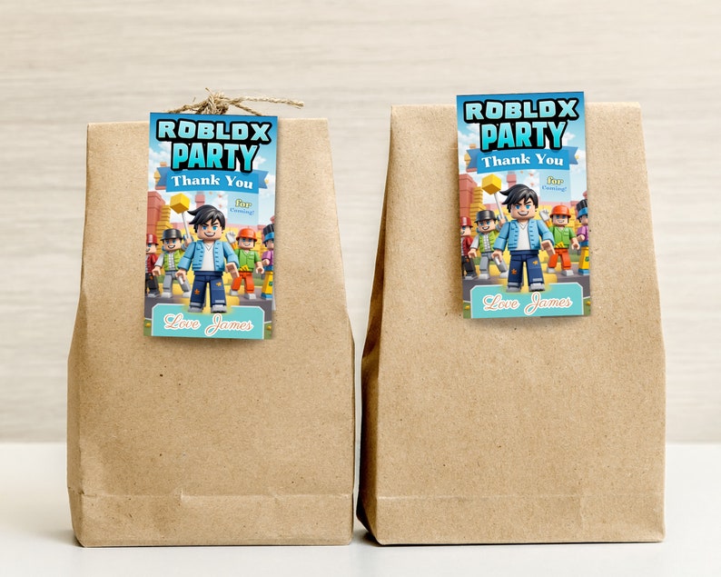 Roblox Birthday Tag Printable Roblox Thank You Tag Template Printed ...