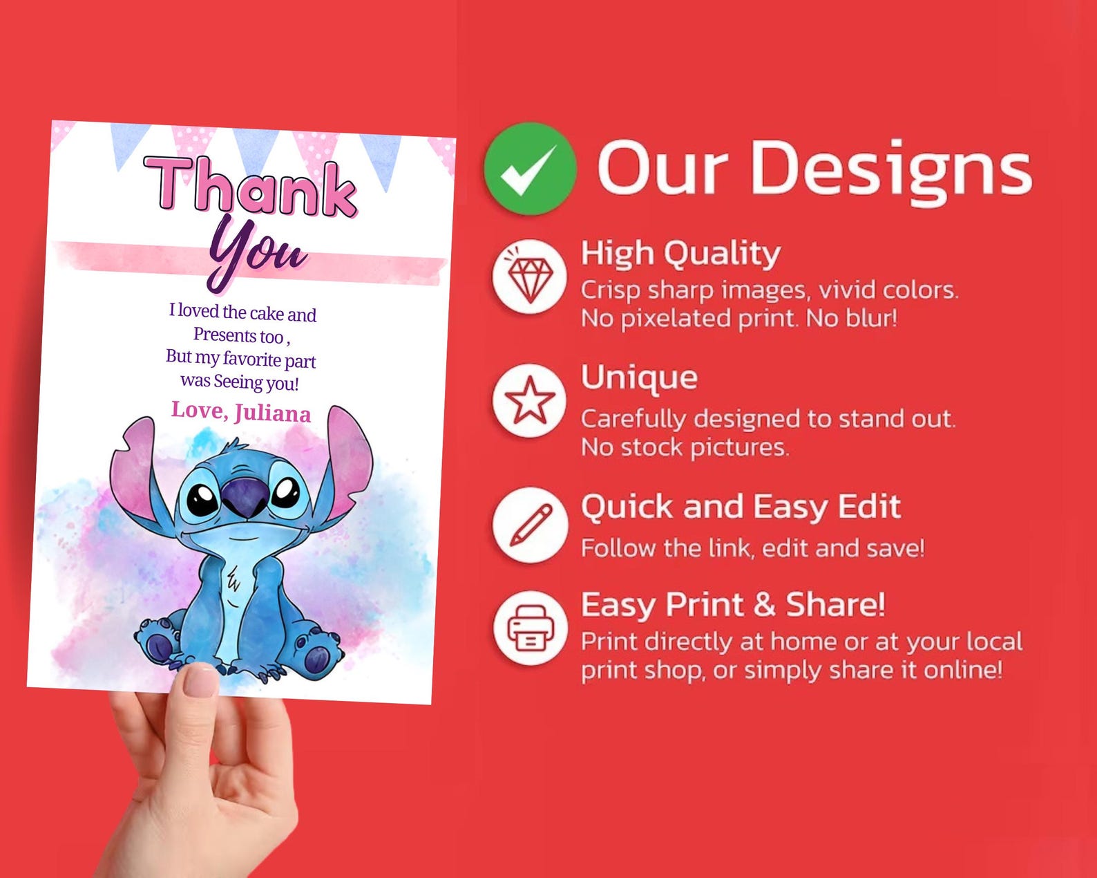 Personalised Stitch Thank You Card Stitch Thank You for Coming to My ...