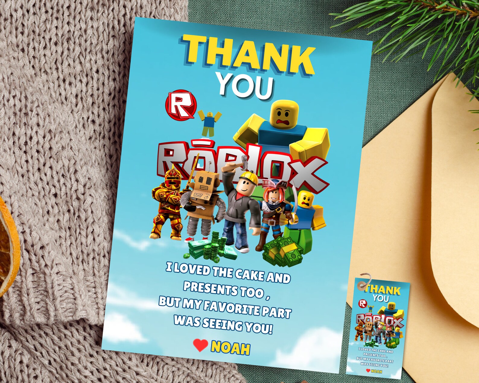 Editable Roblox Thank You Party Cards Roblox Thank You Party Stickers ...