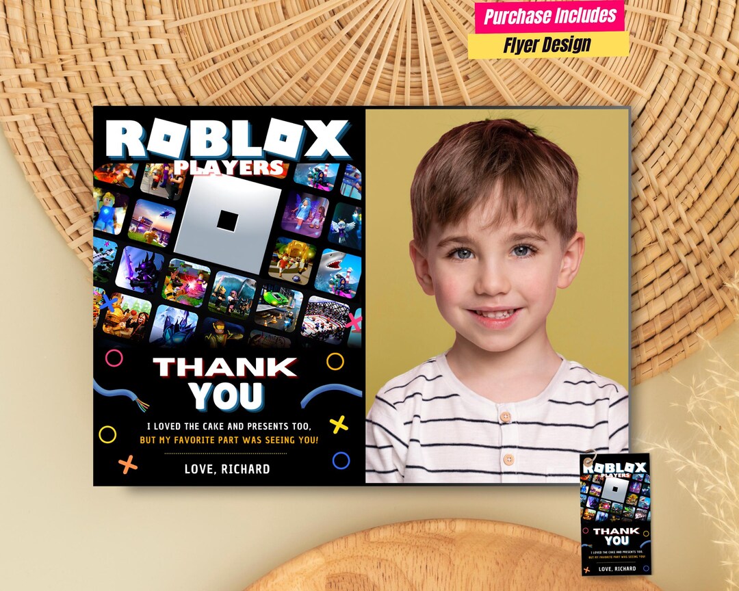 Roblox Thank You Gift Card With Photo Roblox Thank You Card Instant ...
