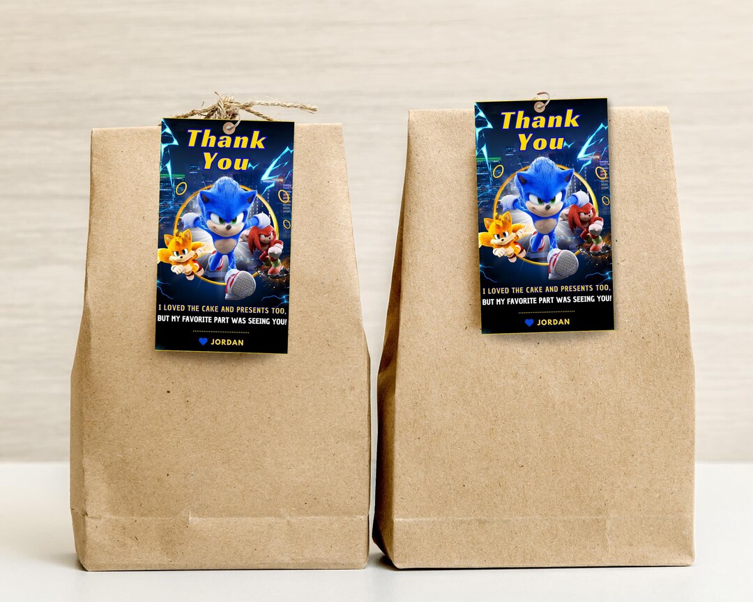 Canva Sonic Thank You Tag Sonic Blue HEDGEHOG Thank You Tag Sonic Gift ...