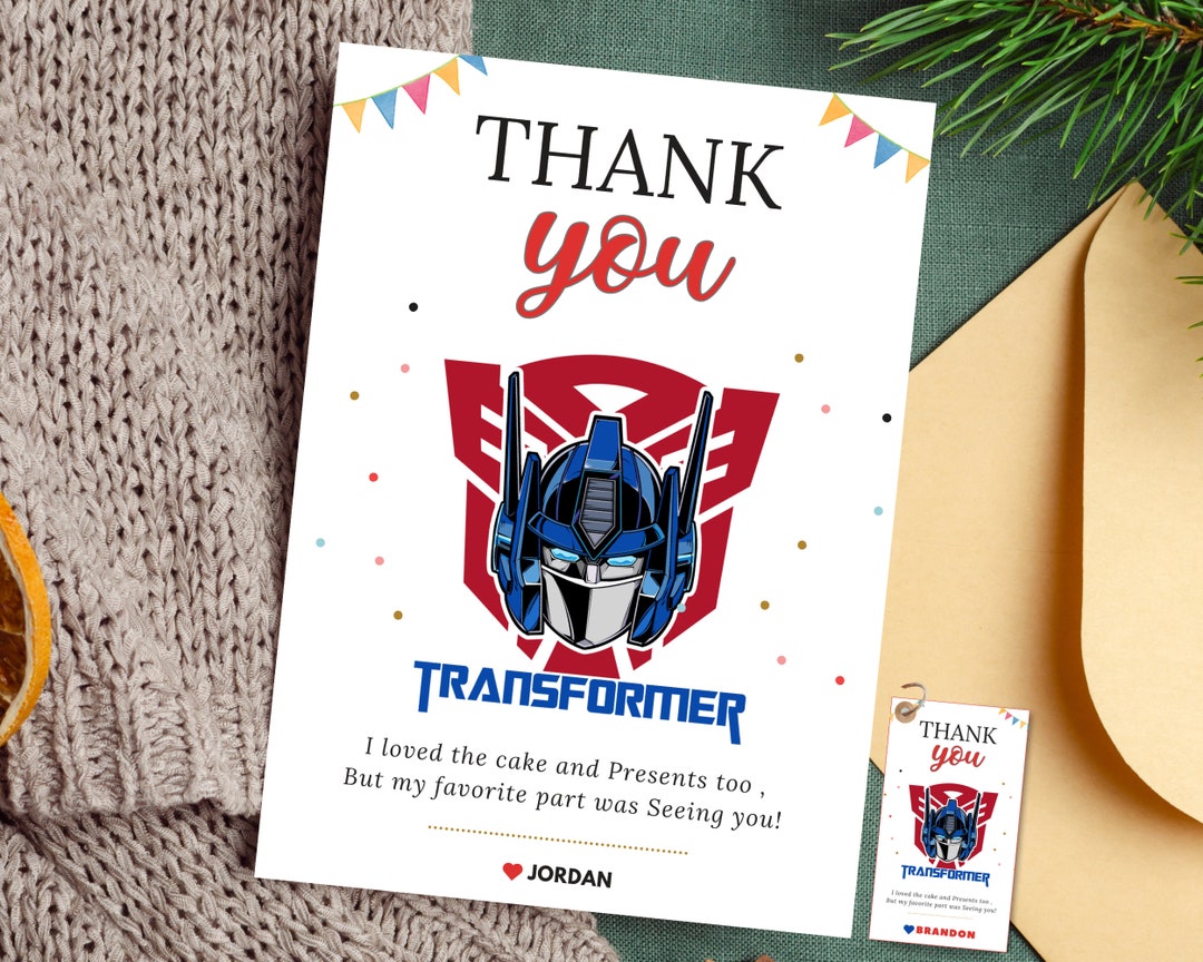 Transformers Optimus Prime Thank You Card Transformer Thank You Card ...