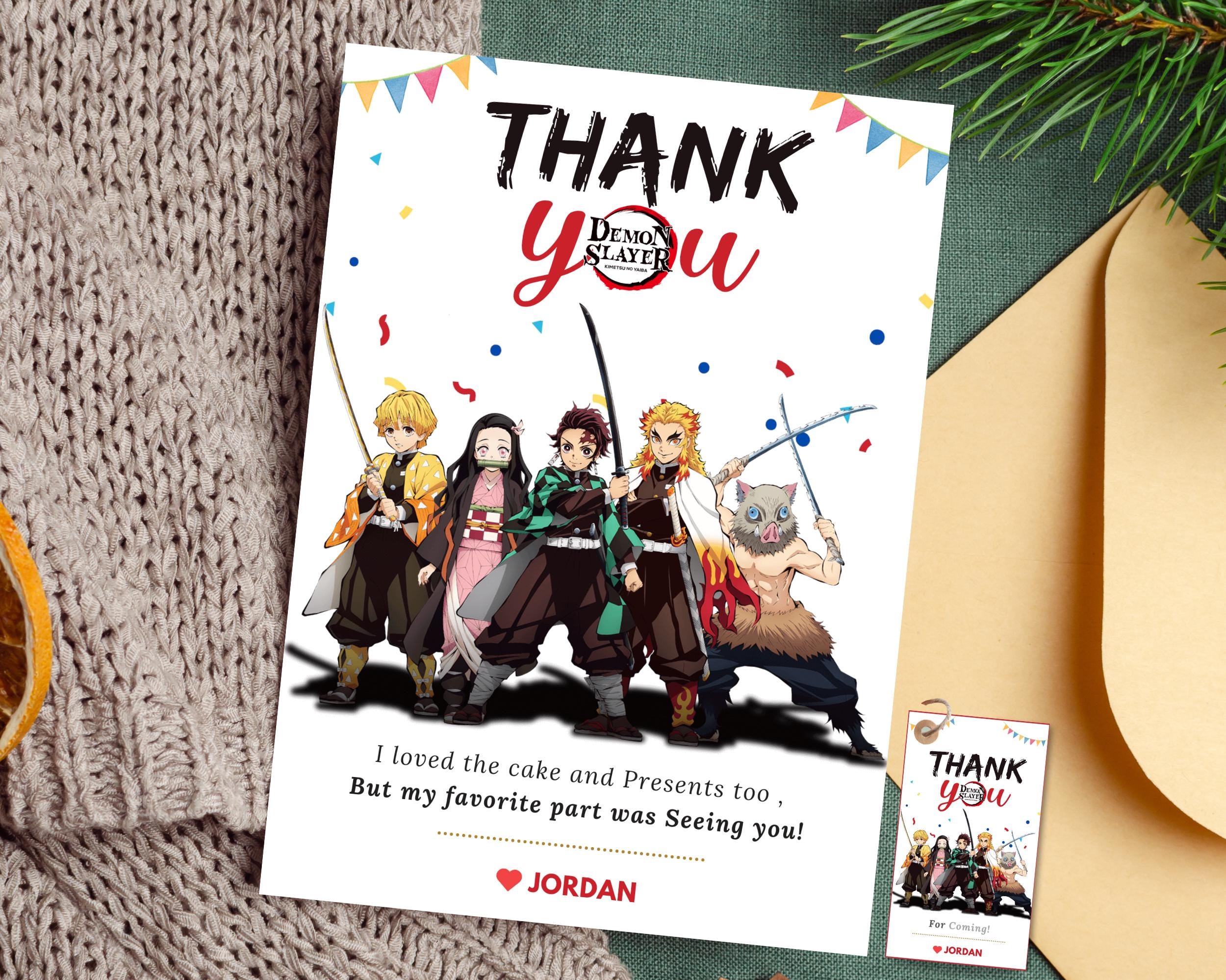 Anime Demon Slayer Thank You Cards Anime Inspired Appreciation Notes ...