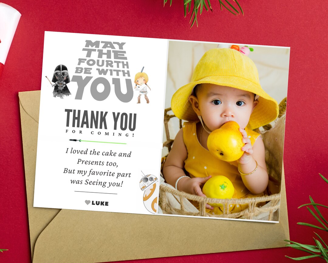Star Wars Thank You Photo Card May the 4th Be With You Gratitude Notes ...