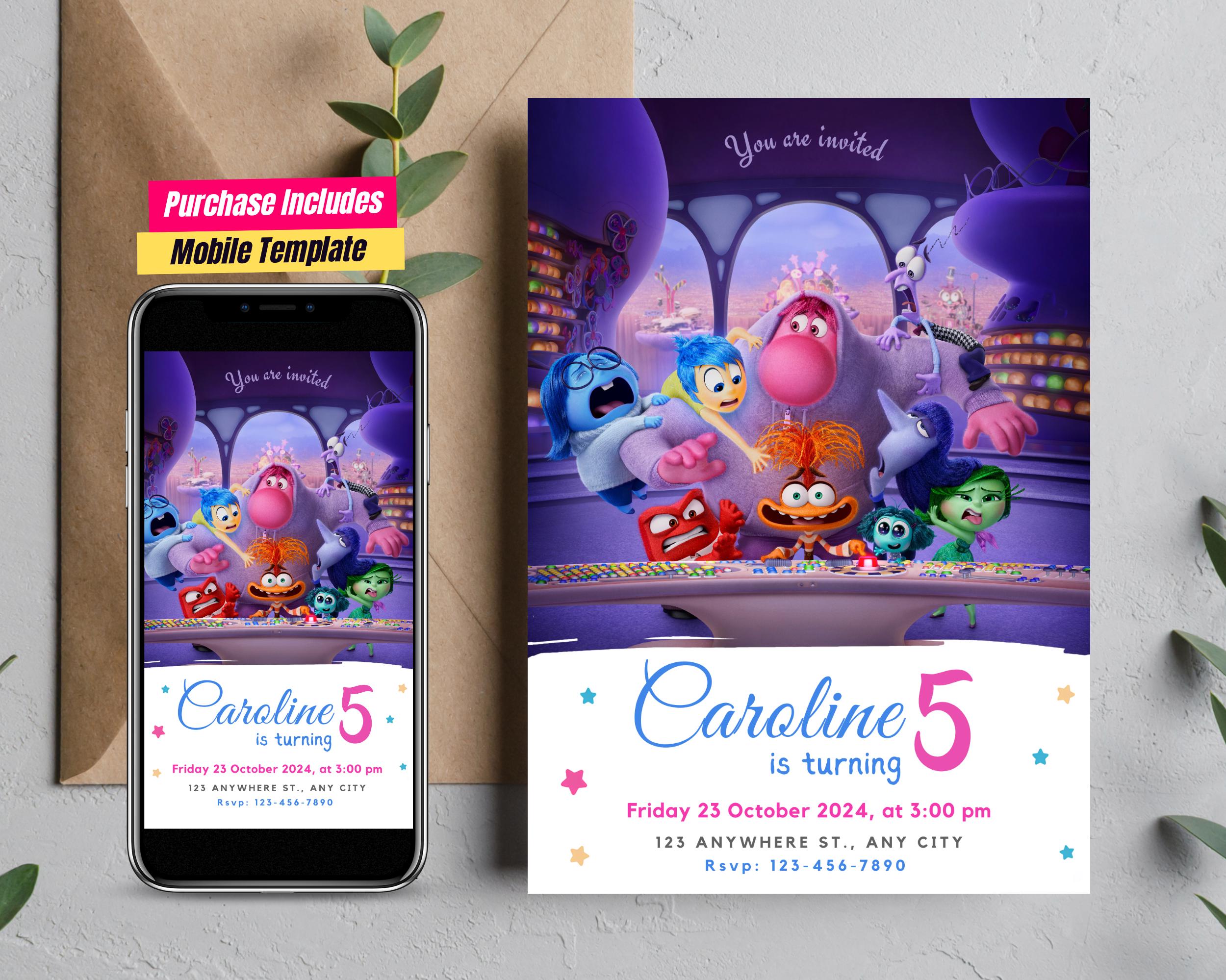 Inside Out 2 Invitation With Photo Inside Out Birthday Photo Invite ...