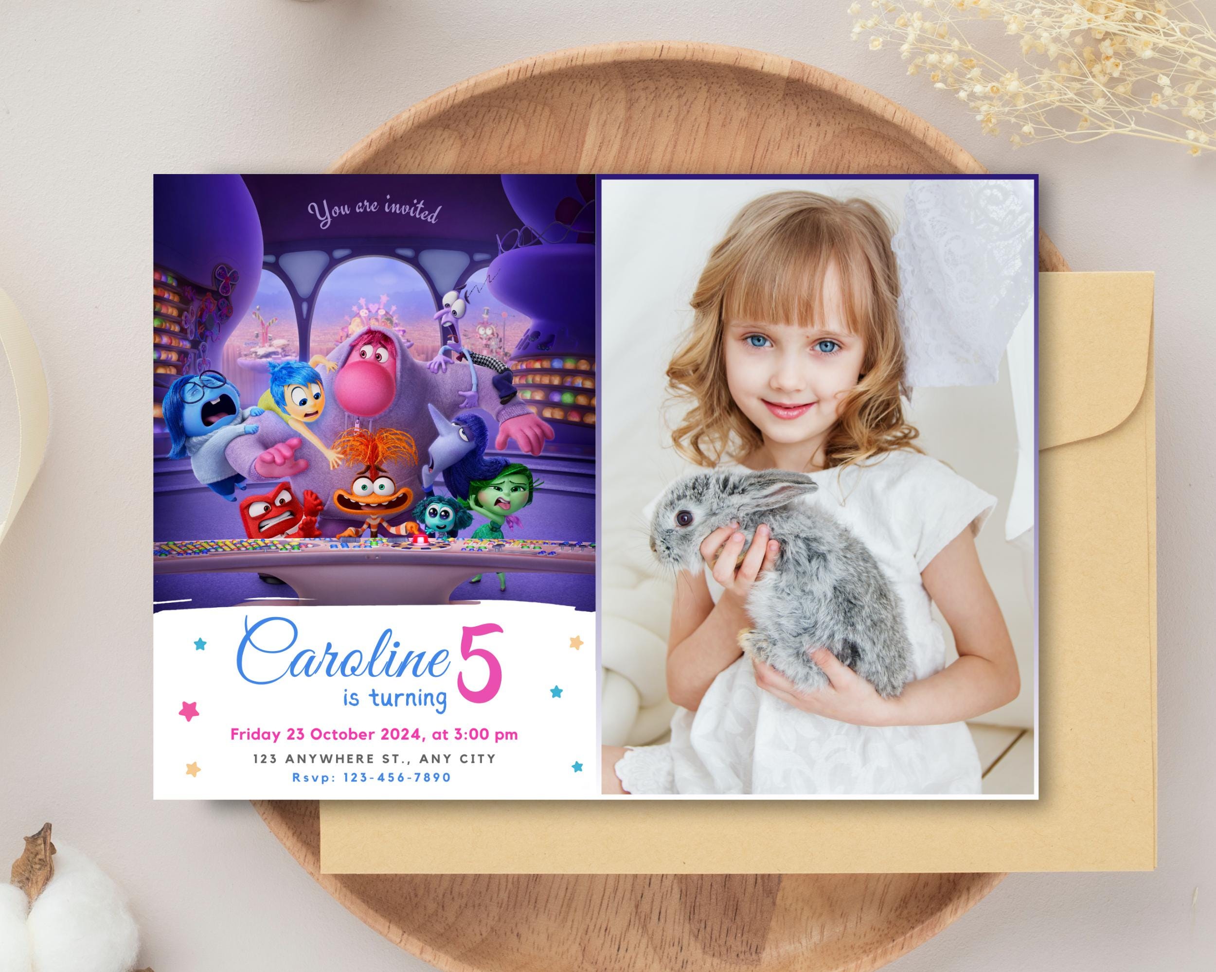 Inside Out 2 Invitation With Photo Inside Out Birthday Photo Invite ...