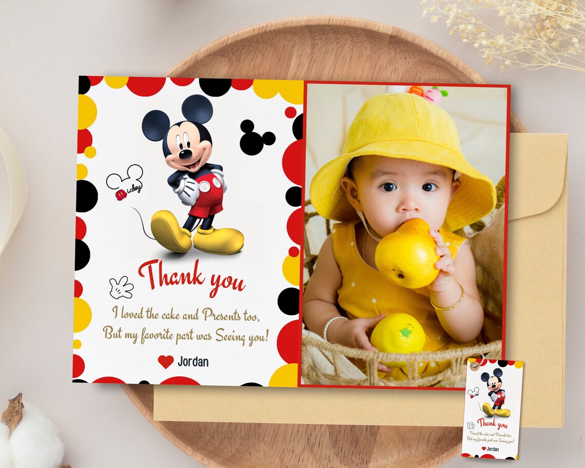 Mickey Mouse Birthday Tag Printable Mickey Thank You Tag Template ...
