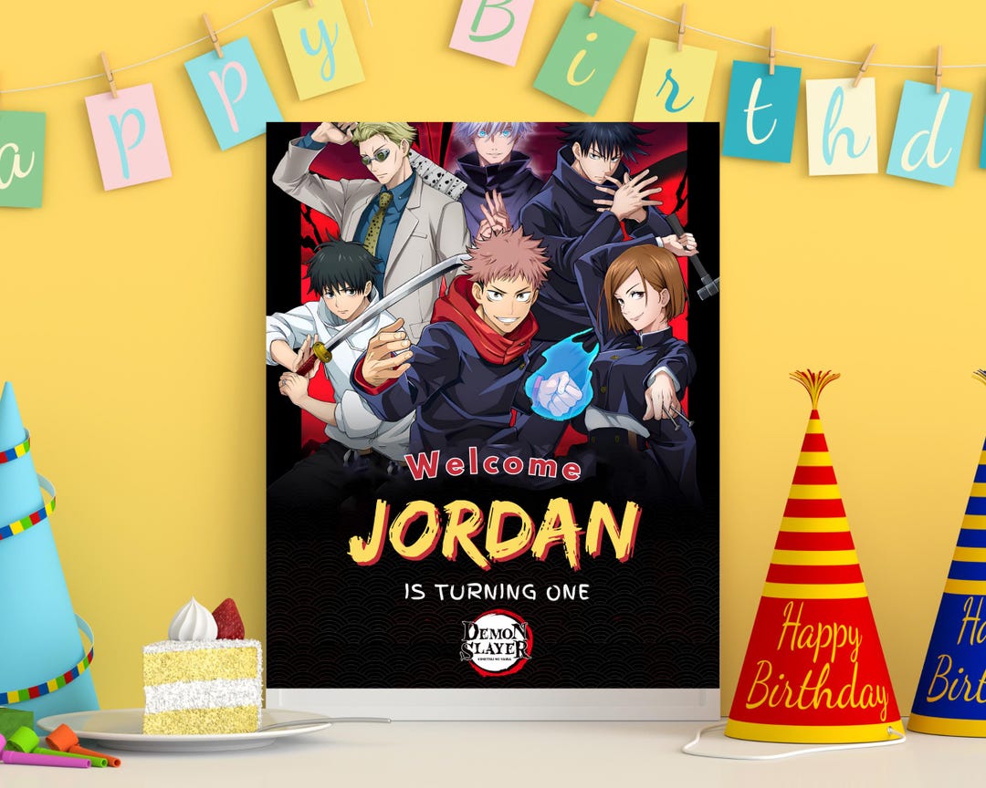 Anime Demon Slayer Welcome Birthday Customizable Anime Welcome Party ...