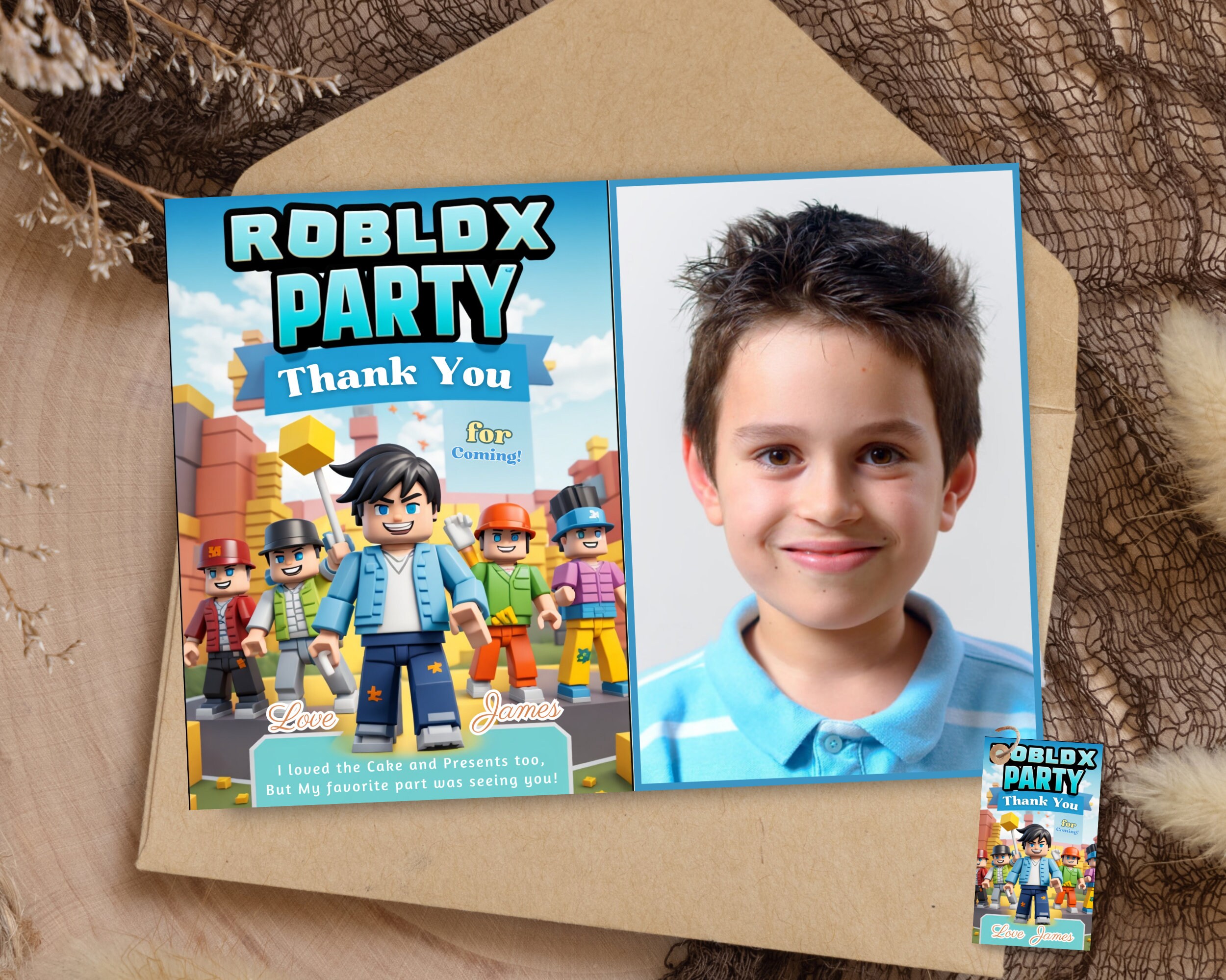 Editable Roblox Thank You Party Cards Roblox Thank You Party Sticker ...
