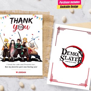 Anime Demon Slayer Thank You Cards Anime Inspired Appreciation Notes ...