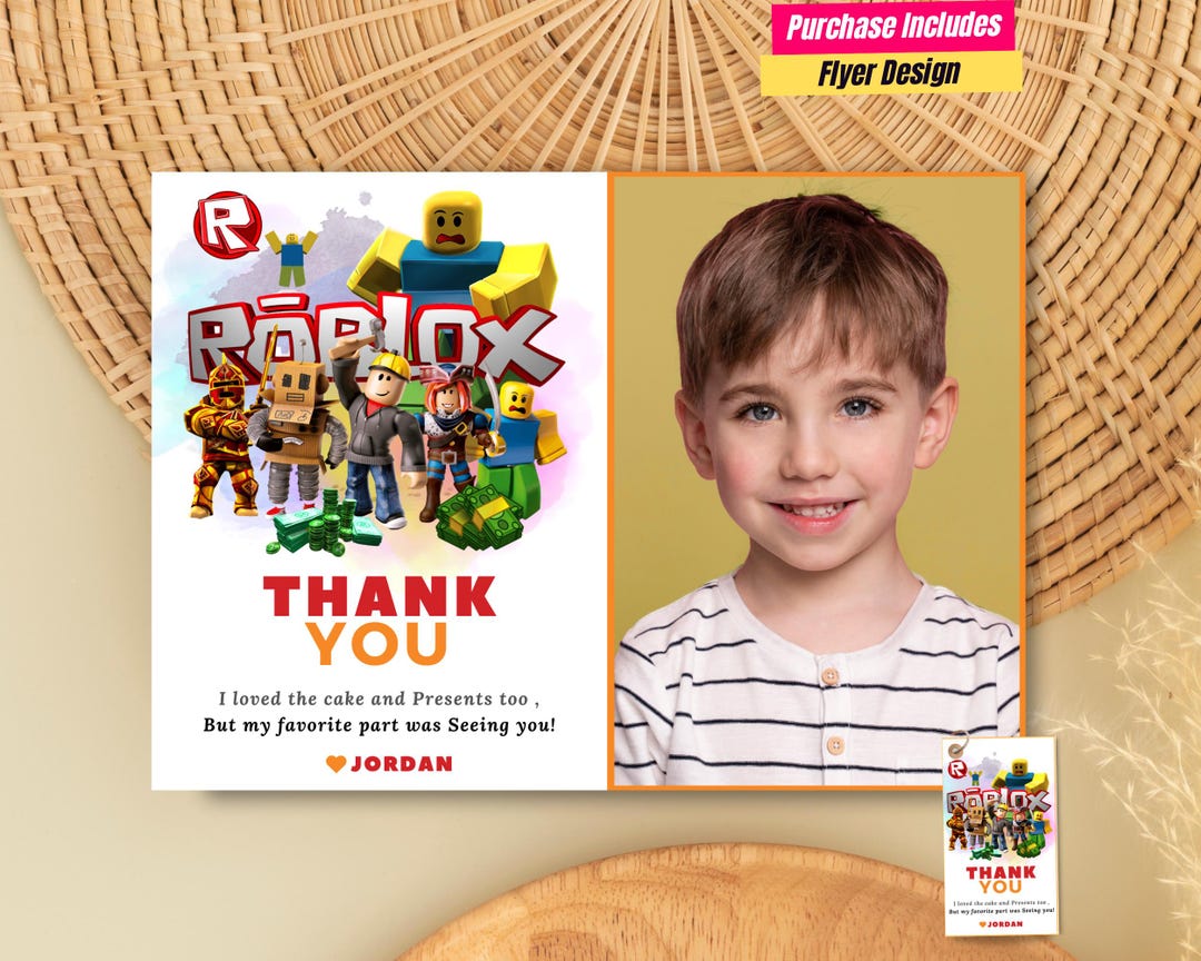 Roblox Thank You Cards Personalised Roblox Thankyou for Coming to My ...