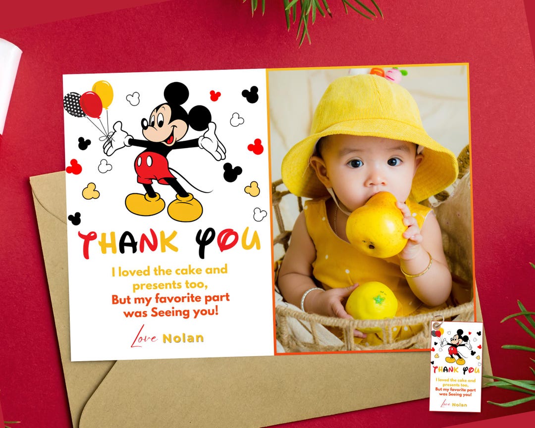 Mickey Mouse Thank You Photo Card Mickey Mouse Appreciation Image ...