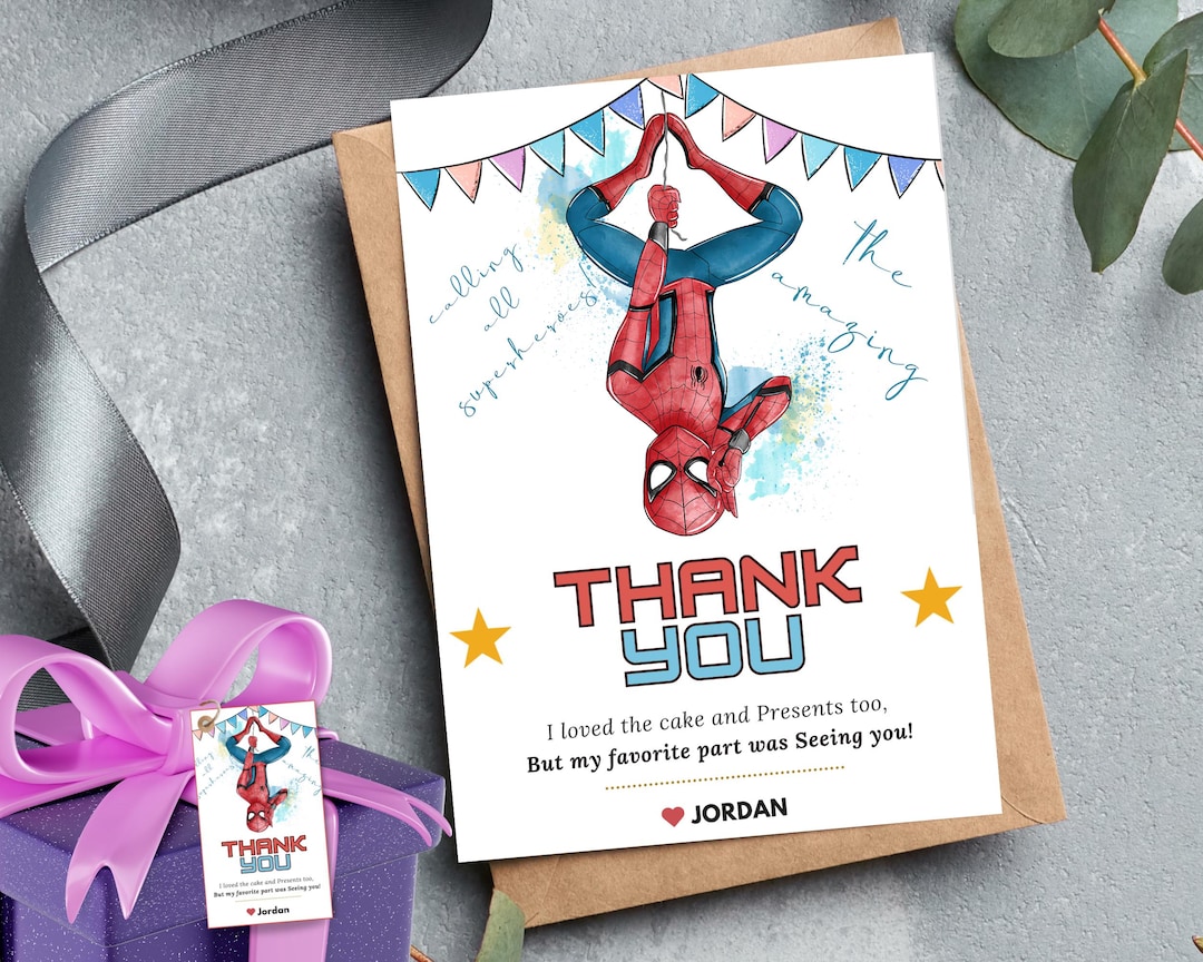 Spiderman Thank You Card Spidey Theme Appreciation Card Spidey and His ...