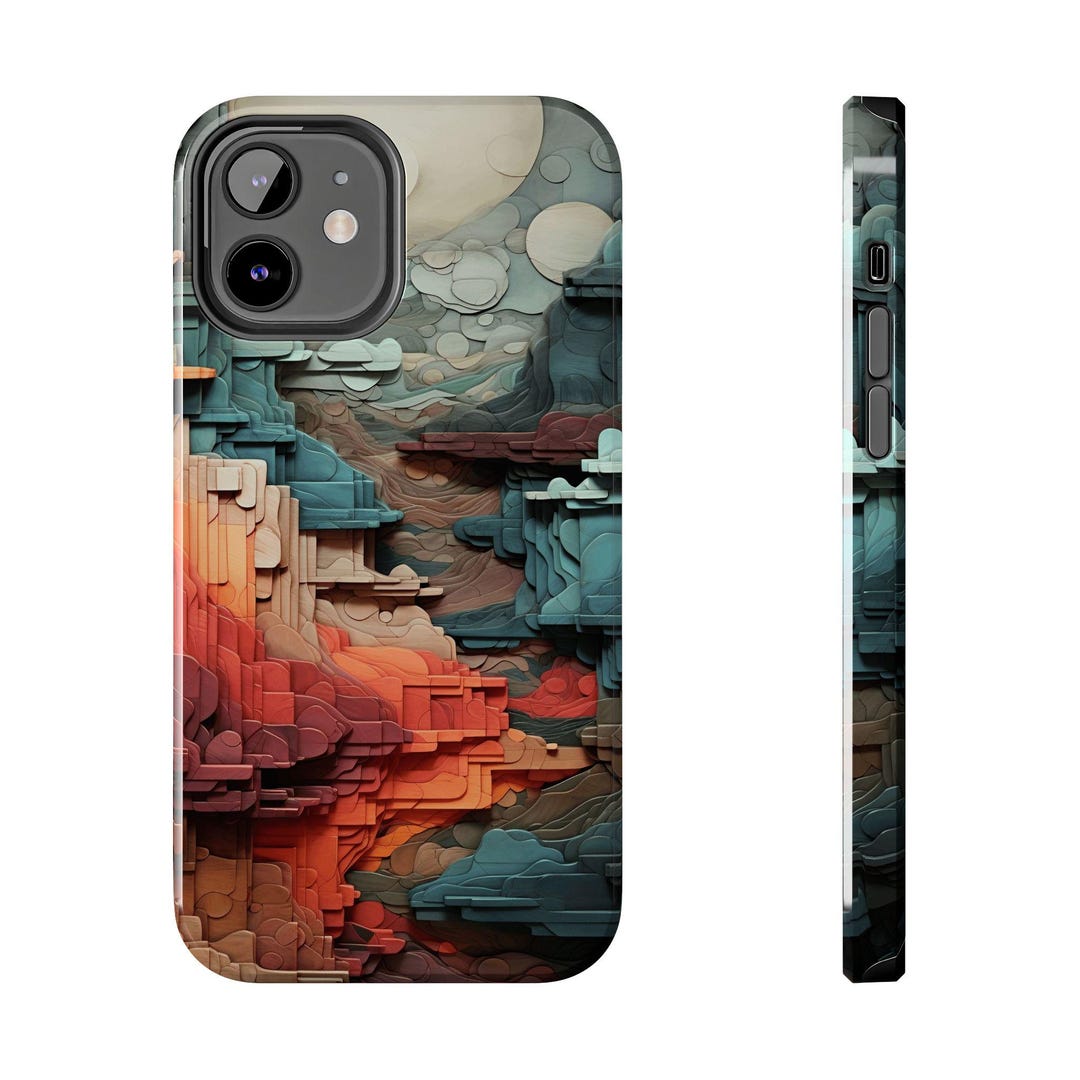 Abstract Geometric Canyon Landscape Phone Case, Protective Phone Cover ...