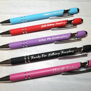 Pen Set Days of the Week Pens Grumpy Work Week Funny Pen Set of 5 ...