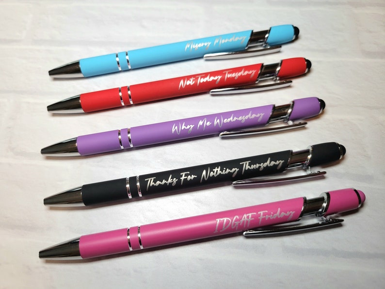 Pen Set Days of the Week Pens Grumpy Work Week Funny Pen Set - Etsy