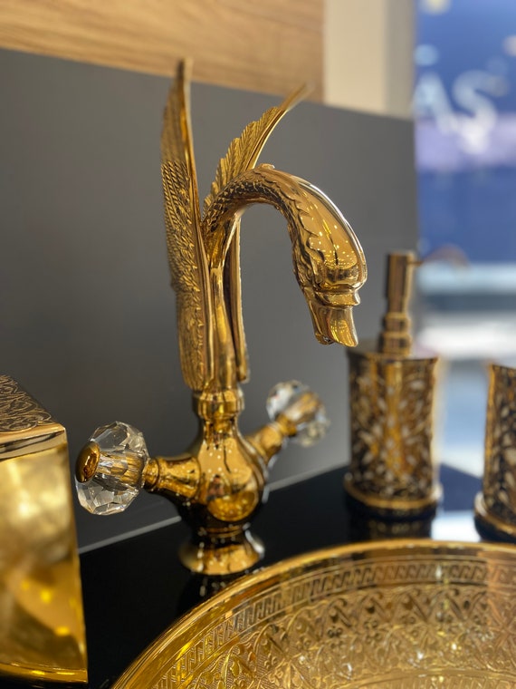 Solid Brass Swan Faucet Albrifin S Varnish Lacquered Bathroom Vessel Sink Faucet Brass Gold Swan Faucet Luxury Brass Faucet STD 003 Etsy