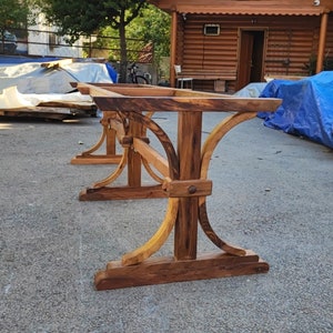 Unfinished Walnut Wood Table Legs, Raw Walnut Wood Table Legs, Modern Table Base, Dining Table ...