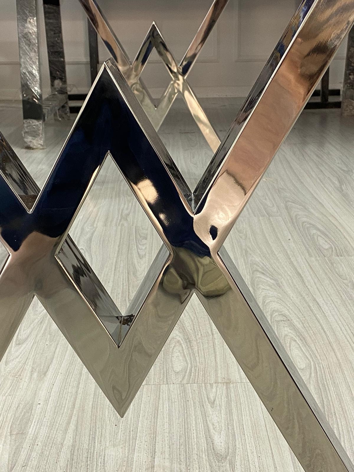 Polished Chrome Modern Table Legs, Metal Shiny Glam Table Legs, Modern ...