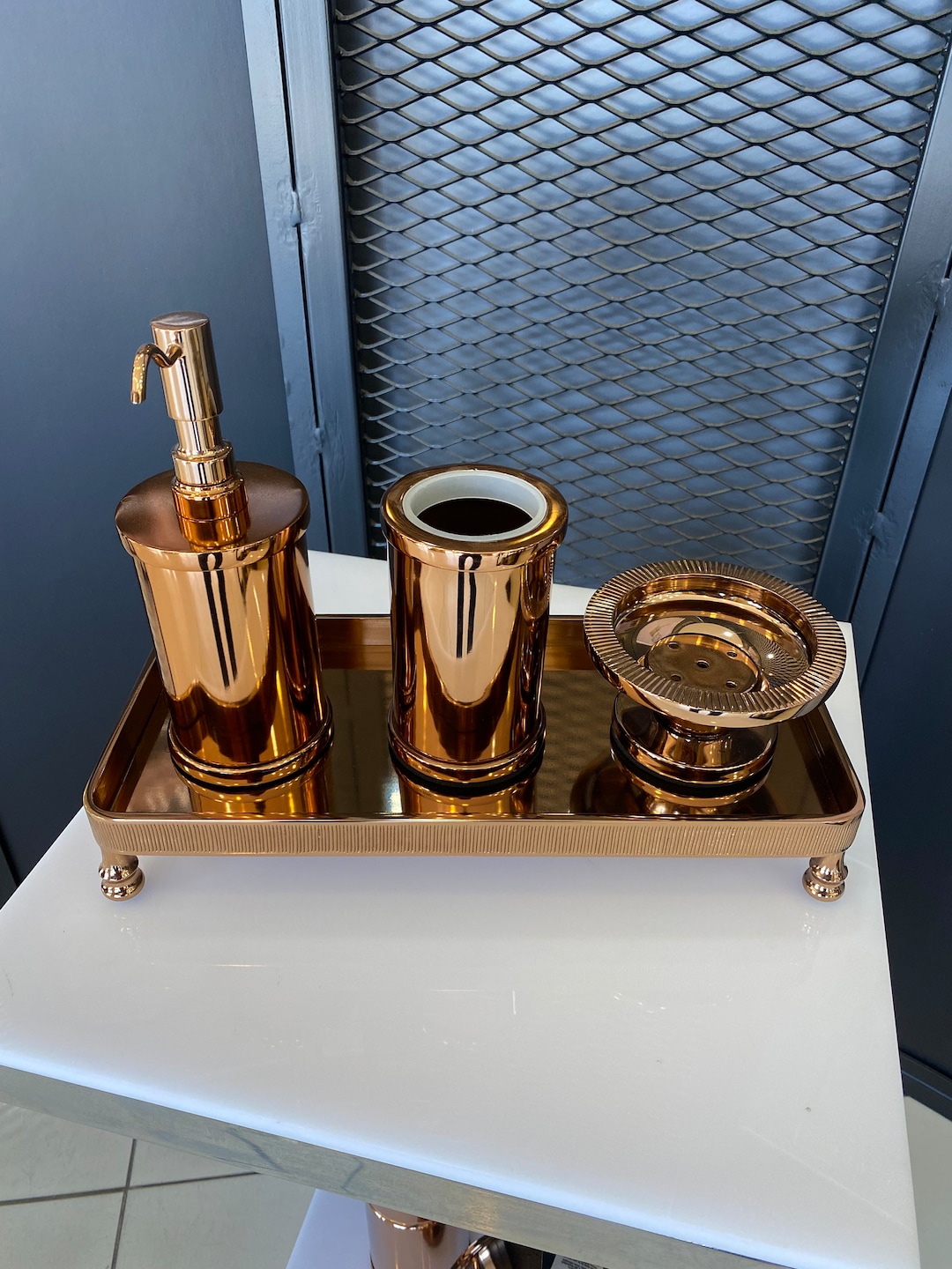 Solid Brass Footed Tray, Albrifin S Varnish Lacquered, Bathroom Tray ...