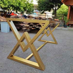 Matte Brass Gold Table Legs, Metal Table Legs, Modern Brass Gold Table ...