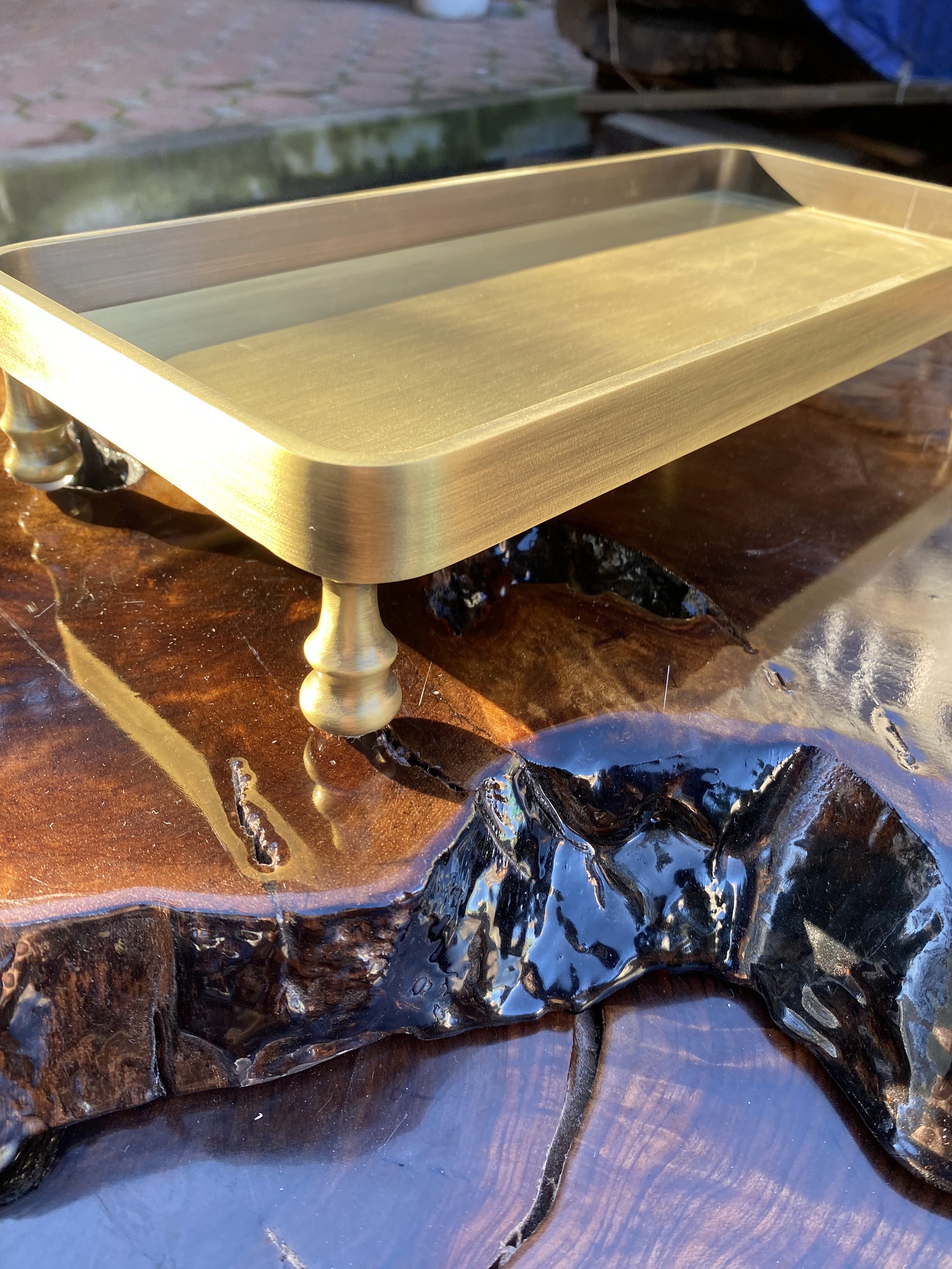 Solid Brass Footed Tray, Albrifin S Varnish Lacquered, Bathroom Tray ...