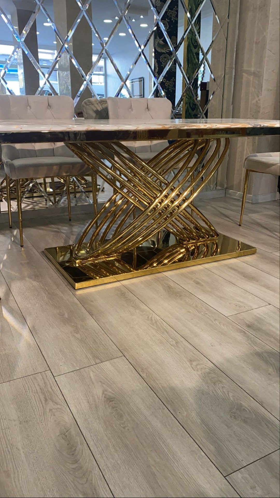 Stainless Steel Shiny Gold Table Legs, Modern Brass Gold Dining Table ...