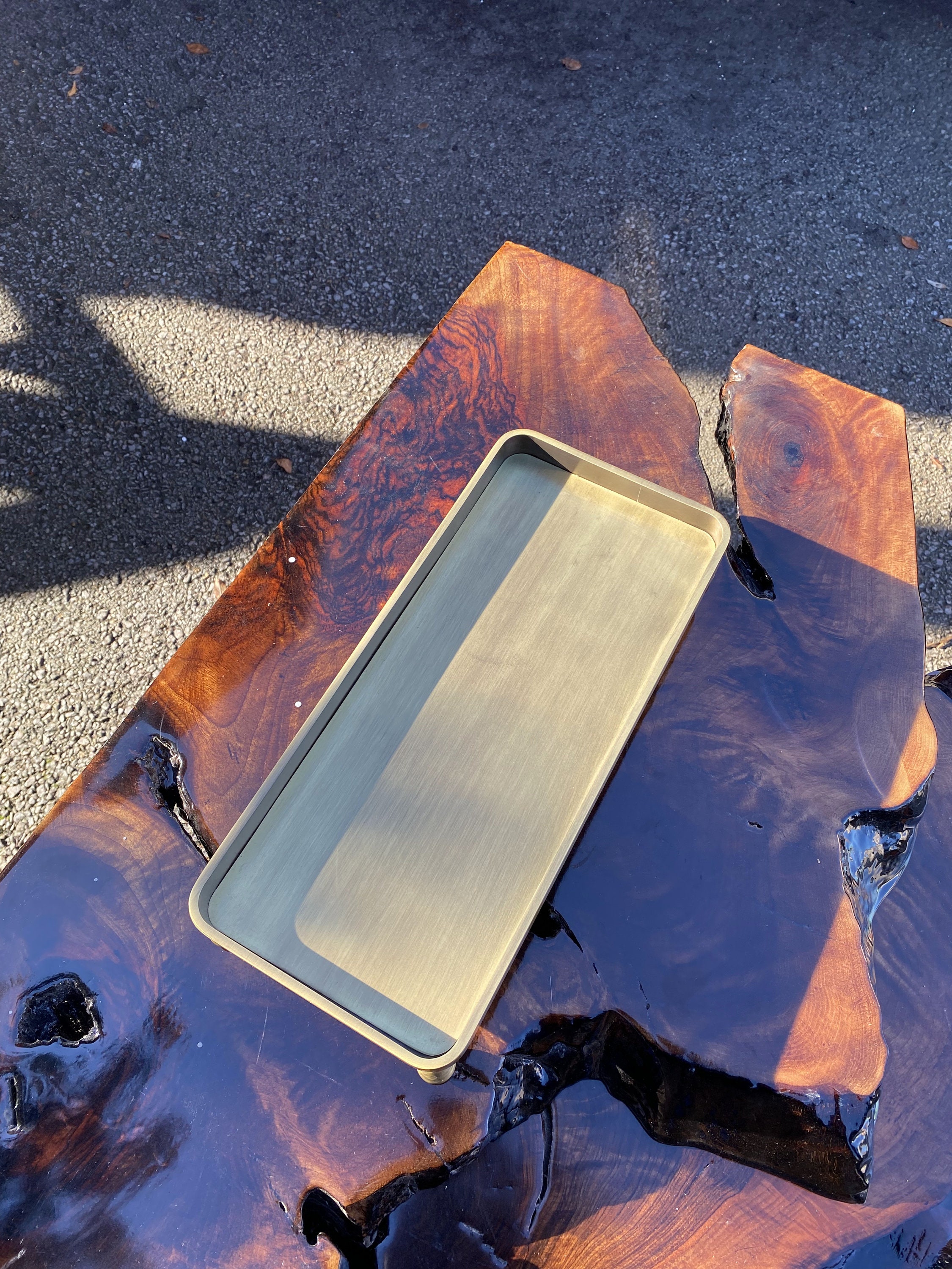 Solid Brass Footed Tray, Albrifin S Varnish Lacquered, Bathroom Tray ...