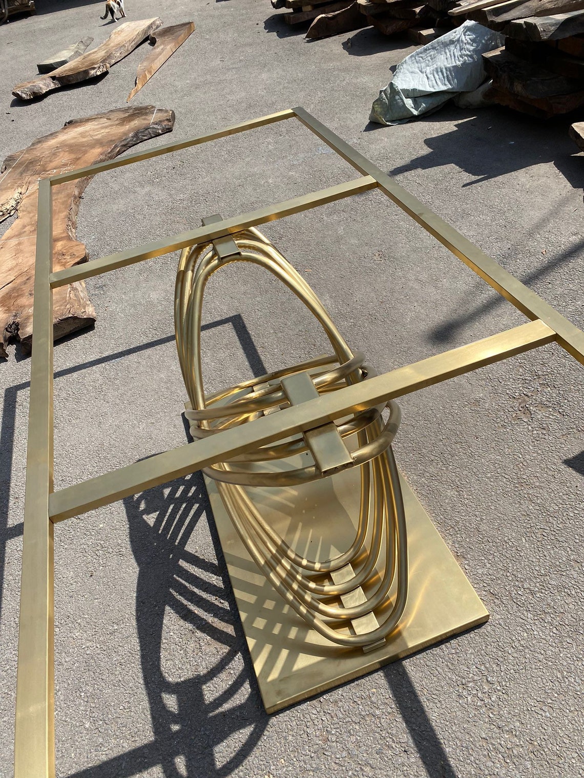 Matte Gold Table Legs, Stainless Steel Pedestal Matte Gold Table Base ...